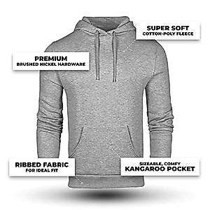 Fresh Clean Threads Heather Grey Pullover Hoodies for Men - Pre Shrunk Soft Fitted Premium Classic Fit - Cotton Poly Mens Hoodie - Large