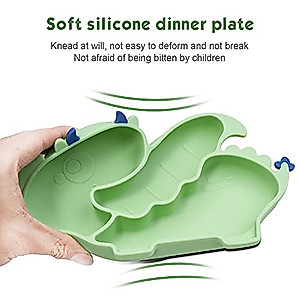 Qshare Toddler Plate, Portable Baby Plates for Toddlers and Kids, BPA-Free Strong Suction Plates for Toddlers, Dishwasher & Microwave Safe Silicone Placemat 9x6x1.5 inch