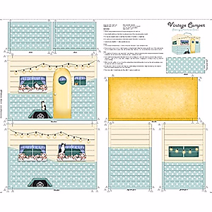 Sew and Go XI Vintage Camper Sewing Machine Cover Panel 36"x43" by Quilting Treasures 100% Quilting Cotton Fabric Sold by Yard