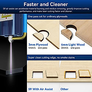 SCULPFUN Air Assist with S9 Air Assist Nozzle Kit, Laser Engraver Air Assist Upgrade, Cut Faster and Deeper, Clean and Smooth Edge Cuts, Perfectly Fits with S9 Laser Engraving Machine