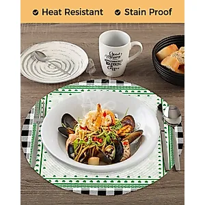 15" Round Braided Placemats Set of 2 St. Patrick Clover Shamrocks Classic Woven Place Mats Table Mats Set-Thick Heat Resistant Kitchen Trivet Hot Pads Pot Holder for Dining Tables