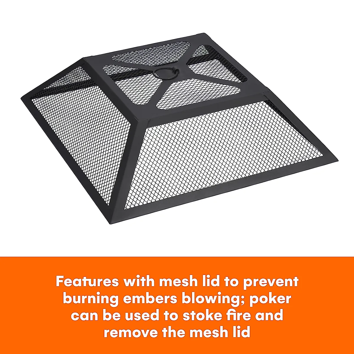 Zorestar 3 in 1 Metal Square Firepit (31.8"Dx31.8"Wx12.5"H-In) - Heavy-Duty & Portable BBQ Stove with Screen Cover & Poker - Wood Burning and Drink Cooling Fire Pit for Patio, Bonfire, Backyard, Deck