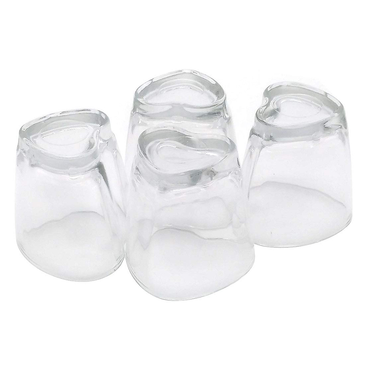 GARASANI 4 Pack Korean Soju Shot Glasses Set 1.7 oz, Korean Soju, whiskey, tequila, vodka, espressos, desserts, party decorations, Clear Glass (Heart Shot Glasses)