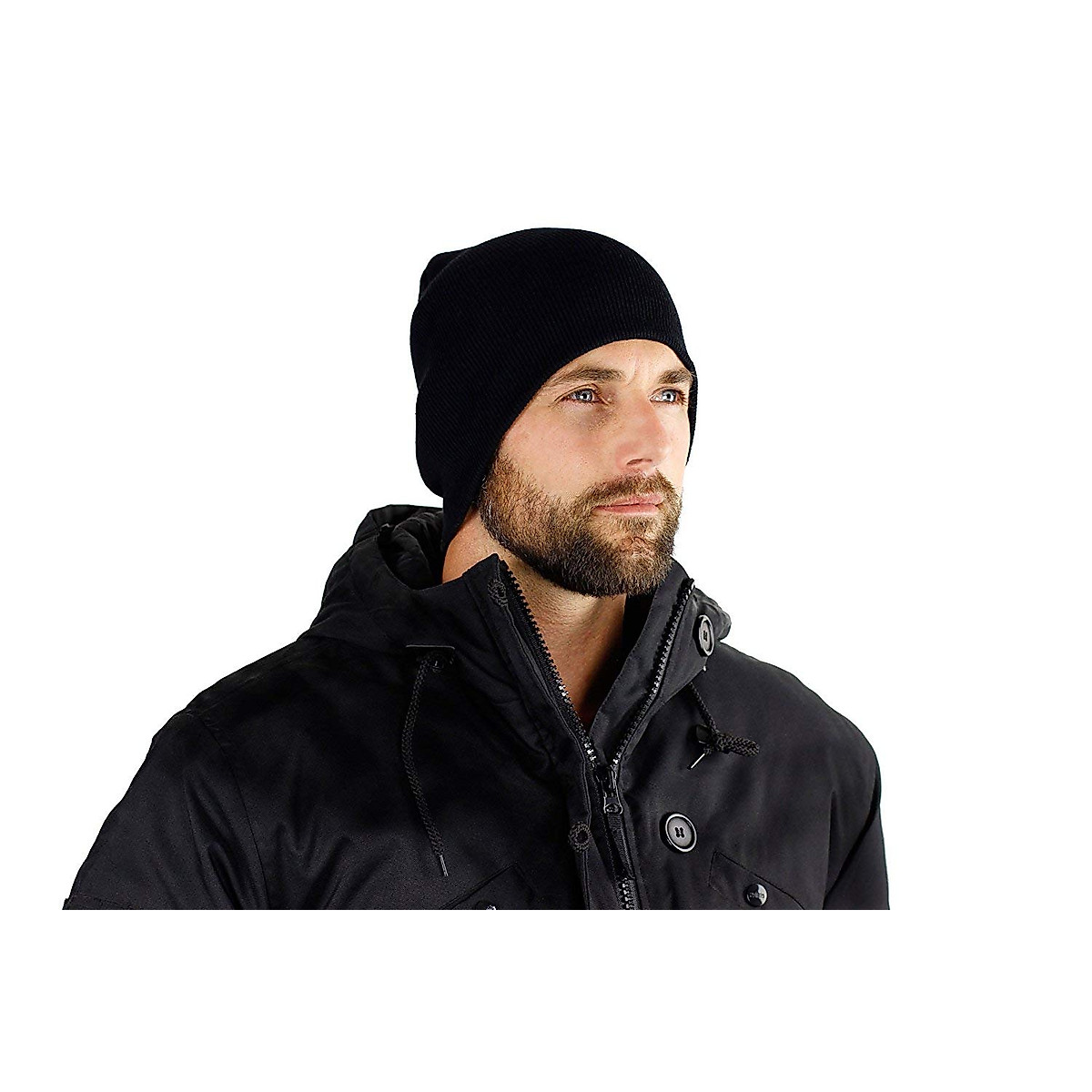 Everything Black 9" Skull Cap Beanie That Will Fit Your Head Perfect Black