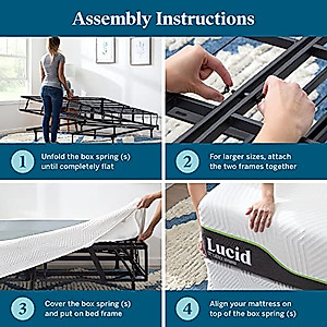 LUCID 8 Inch Gel Memory Foam Plush Mattress with Box Spring - Queen