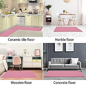 AUTODECO Kitchen Mats and Rugs Set of 2 - Cushioned Anti-Fatigue Kitchen Rug for Floor Washable 17"x29" +17"x59", PinkRed