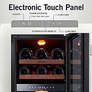Ca'Lefort 30 Inch Wine Fridge, Wine Cooler Dual Zone Side by Side Under Counter Wine Cooler Refrigerator with Touch Panel 40°F-65°F for Champagne Wine, Holds 56 Bottles (Package of two 15")