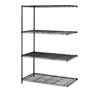 Safco Products 5295BL Industrial Wire Shelving Add-On Unit 48" W x 24" D x 72" H (Starter Unit and Extra Shelf Pack Sold Separately), Black