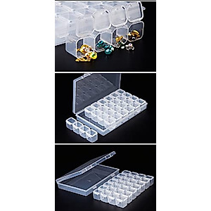 SULLMAR 3PCS 28 grids Rhinestone Box Diamond Picture Box Plastic Jewelry Storage Box Storage Container Gem Container Nail Tools Storage Box DIY Art Craft Nail Art Small Jewelry Bead Storage