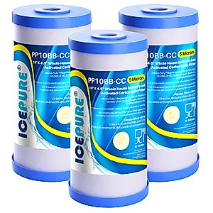 ICEPURE 5 Micron 10" x 4.5" Whole House Water Filter Compatible with GE FXHTC, GXWH40L, RFC-BBSA, W50PEHD, GXWH35F, GNWH38S, Dupont WFHD13001, R50-BB, Pack of 3