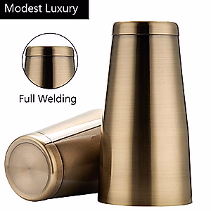 Boston Cocktail Shaker Set 18/8 Stainless Steel Bartender Kit, Including 18oz&28oz Shaker Tins, Double Jigger, 8''Muddler, 2 Liquor Pourers, 12" Mixing Spoon, Cocktail Strainer, Mesh Strainer(Bronze)