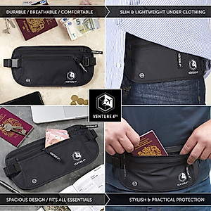 Travel Money Belt, RFID Blocking for Men & Women - Ideal for Keeping Your Cash, Credit Card, Passport, Phone Safe When Traveling (Pure Black)
