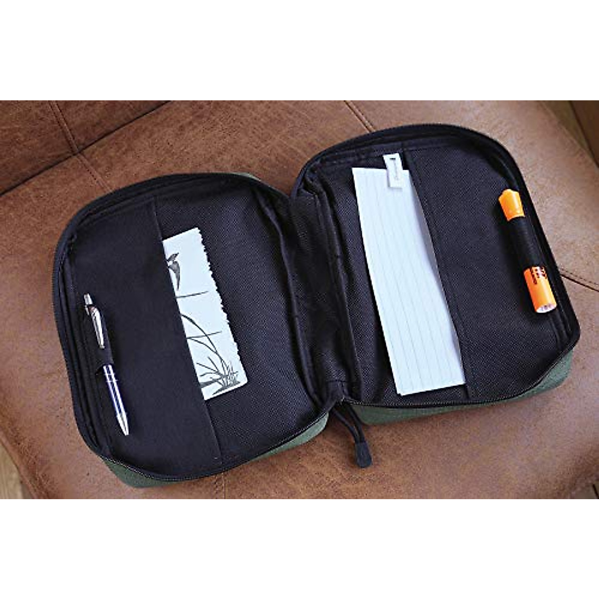 Compass Bible Cover, Zippered, with Handle, Nylon, Green, Large