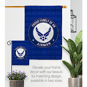 Proud Family Airman Garden Flag - Armed Forces Air Force USAF United State American Military Veteran Retire Official - House Decoration Banner Small Yard Gift Double-Sided Made In USA 13 X 18.5