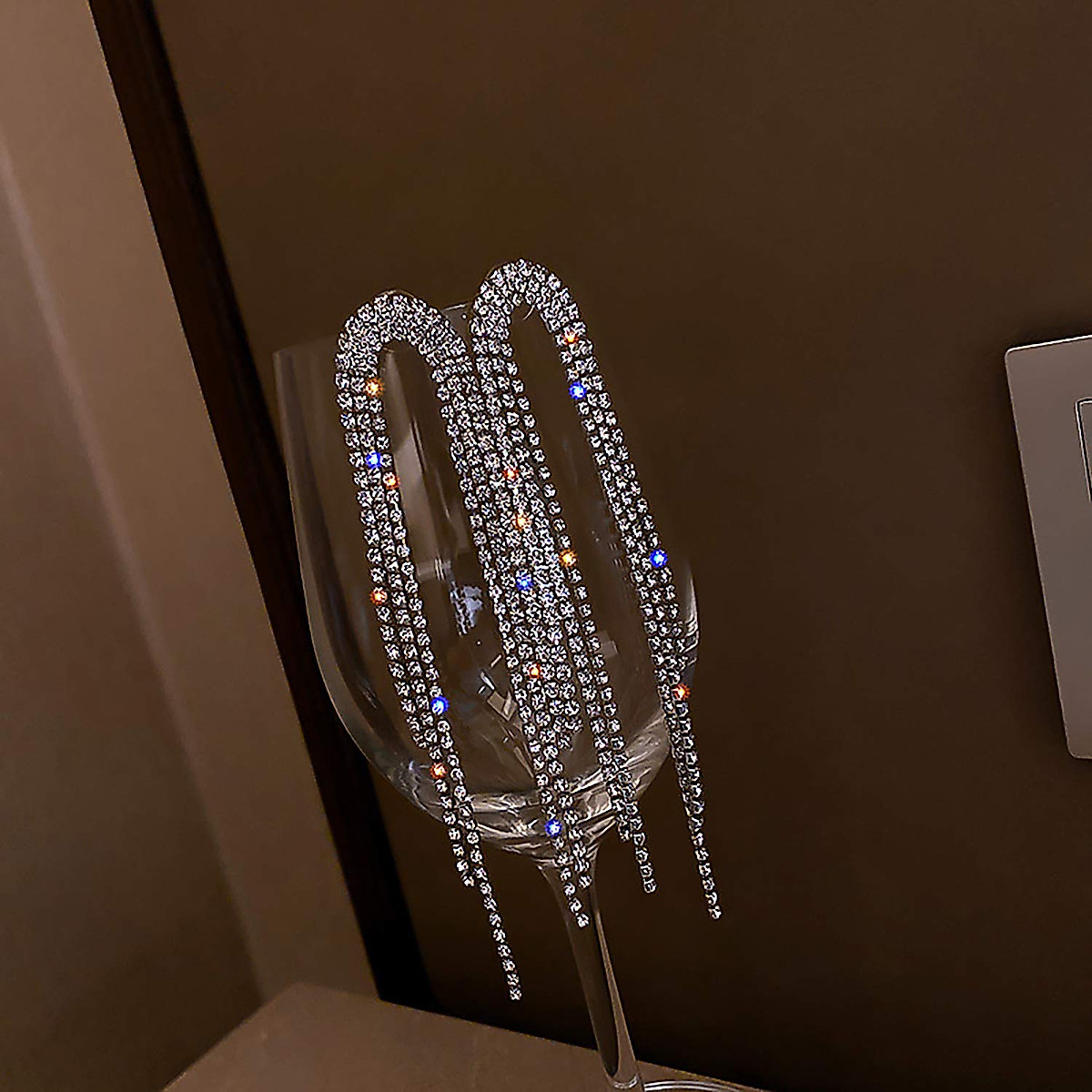 GBAHFY Fashion Long Tassel Crystal Drop Earrings for Women Geometric Full Rhinestone Earrings Statement Jewelry Gifts (Long Tassel Crystal Drop Earrings-Silver)