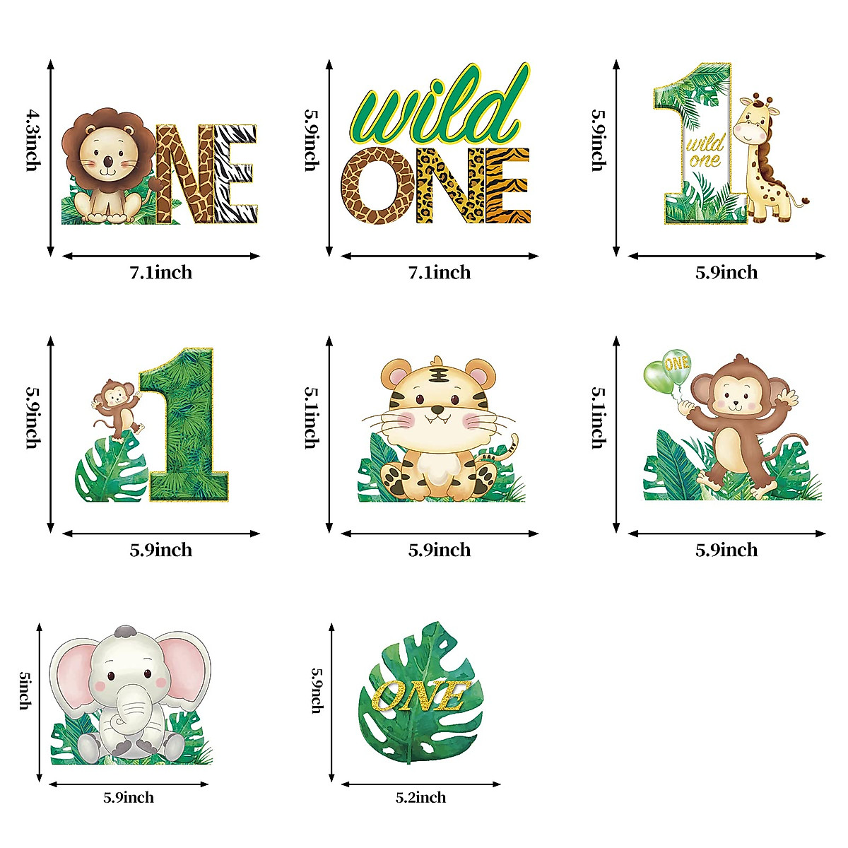 16pcs Wild One Birthday Decorations Hanging Swirls for Boys Girls, Jungle Safari Theme 1st Birthday Foil Swirls Party Supplies, Safari Animal First Bday Ceiling Sign Decor
