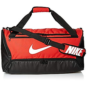 Nike Brasilia Training Medium Duffle Bag, Durable Nike Duffle Bag for Women & Men with Adjustable Strap, University Red/Black/White