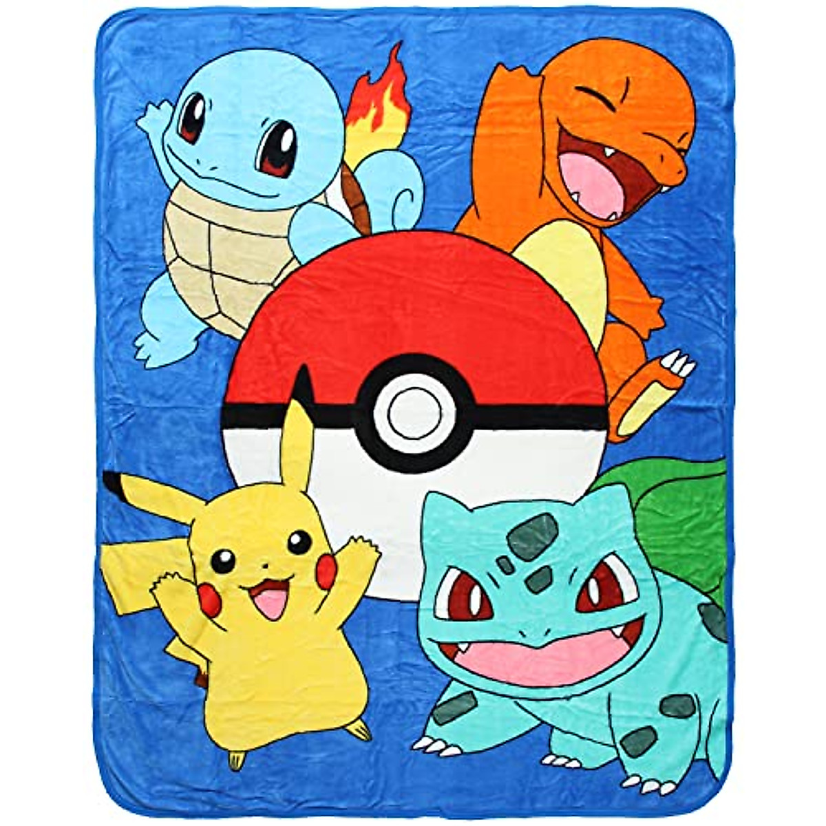 Pokemon Friends Evolve Pikachu Charmander Bulbasaur Squirtle Micro Raschel Throw Blanket 48" x 60" Multicolored / One Size