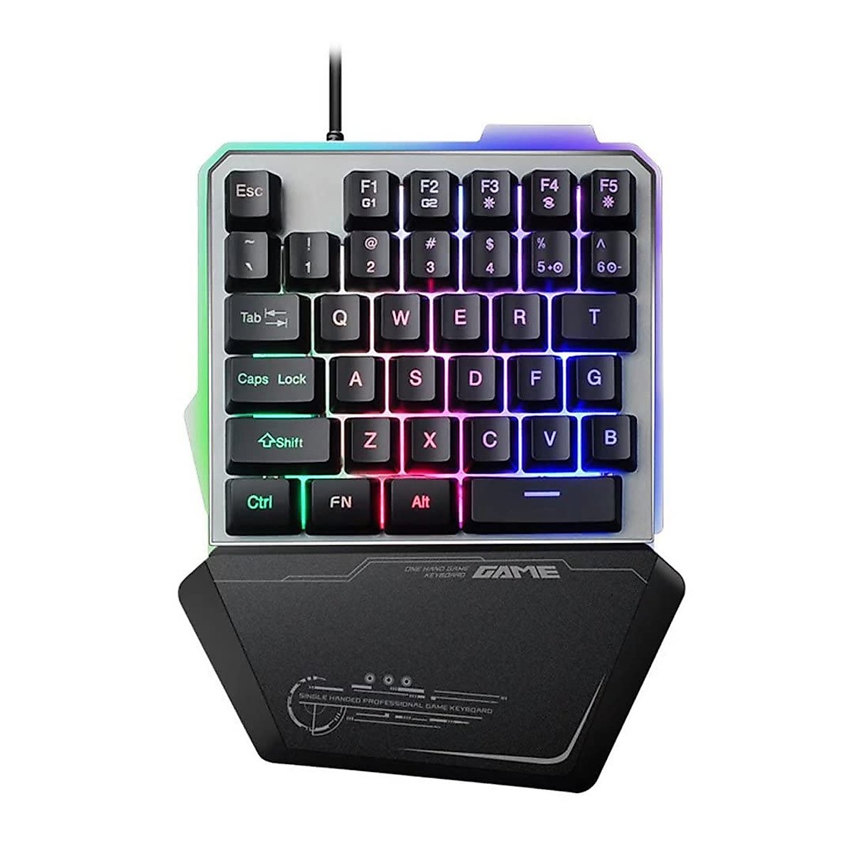 One Handed Keyboard, Jancal RGB Gaming Single-Handed Keyboard with 35 Keys for PS4/Xbox/PC, Portable Mini Left Hand Keypad RGB Backlit/Macro Definition, Wired USB Mobile Game Half Keypad
