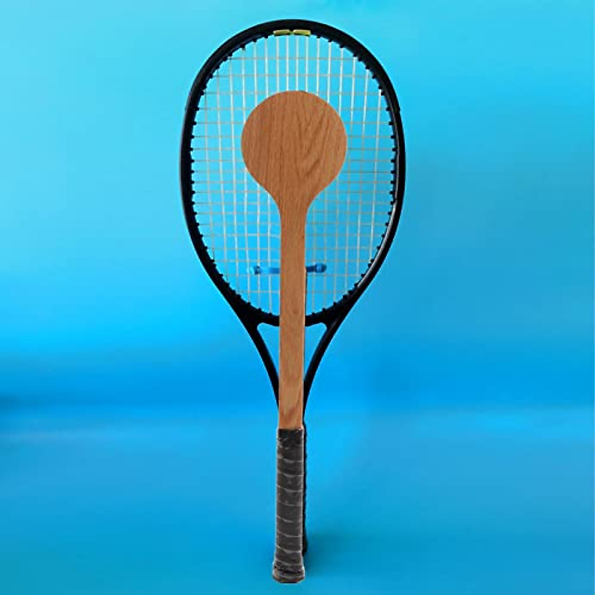 Wooden Tennis Spoon Sticking Practice Tennis Racket Accurately Tennis Pointer Improve Sweet Spot Trainer with Storage Bag for Sports Swing Practice Training Aid(60cm)