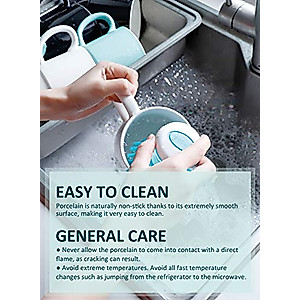 Porcelain Stackable Coffee Mugs Set of 4-16 Ounce Cups with Handle for Hot or Cold Drinks like Cocoa, Milk, Tea or Water - Smooth Ceramic with Modern Design, White