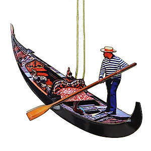 Italy Venice Gondola Christmas Ornament 5 Inches Multi-Layered Wooden Fiber
