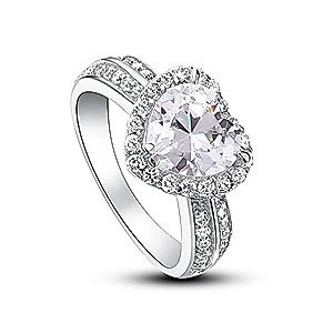 Diamond Galaxy 3 Carat Heart Shape Cut Ring, Halo Heart Engagement Ring, promise ring, Classic Heart Cut Diamond Wedding Ring, Love Ring Anniversary Ring (5)