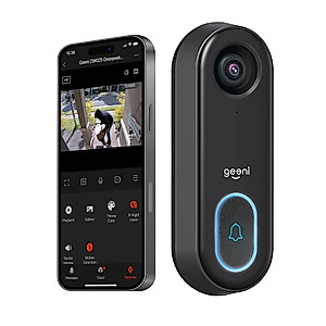 Geeni Doorpeek Video Doorbell - HD 1080p Video Quality, Weather-Resistant, 2-Way Audio - Motion Detection and Alerts - Easy Installation with Existing Doorbell Wiring - Requires 2.4GHz WiFi - Black