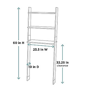 Zenna Home Leaning Wood Ladder-Style Bathroom Spacesaver Storage Shelves, Espresso
