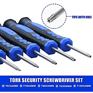 HengTianMei 14 in 1 Torx Screwdriver Set with T1 T2 T3 T4 T5 T6 T7 T8 T9 T10 Security Torx Bit & ESD Tweezers, Magnetic Screwdrivers Precision Repair Kit for Xbox, PS4,Macbook, Computer