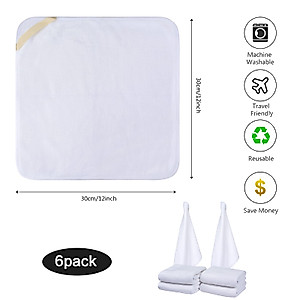 SINLAND Microfiber Facial Cloths Fast Drying Washcloth 12inch x 12inch White 6 pack