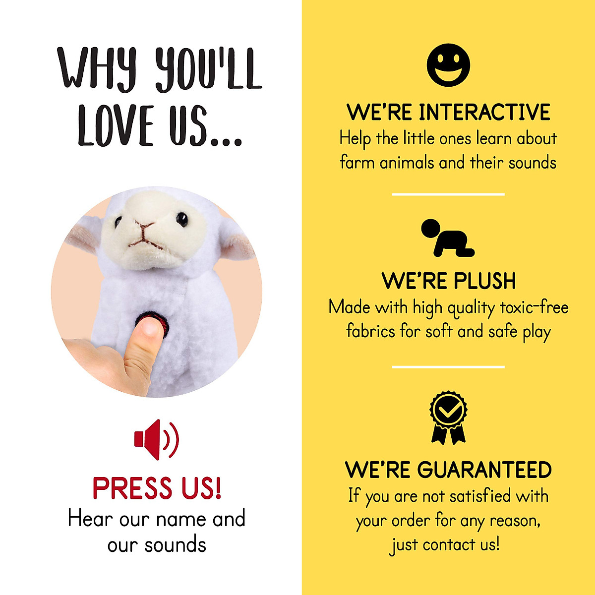 Plush Creations Talking Plush Farm Animals for Toddlers with A Plush Barn House Carrier, Animal Farm Set Includes 4 Soft Cuddly Plush Stuffed Animals, A Plush Cow Plush Horse Plush Lamb Plush Rooster