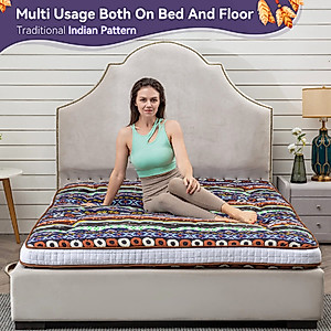 Dr.Futon Japanese Floor Futon Mattress Extra Thick Folding Roll Up Bed Topper Mat for Guest,Lounger and Tavel