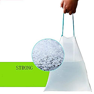WanJiaXinHui 7-10 Gallon Tall Drawstring Trash Bags, Strong Garbage Bags for Kitchen Bath Bedroom Car Trash Can, Office Waste Bin Liners Bags Unscented,White,60 Count(7-10Gallon) …