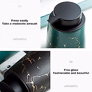 Beuway 12Oz Foam Hand Soap Dispenser,Ceramic Lotion Hand Soap Dispenser Countertop Foaming Soap Dispenser for Kitchen or Bathroom (Marbling green)