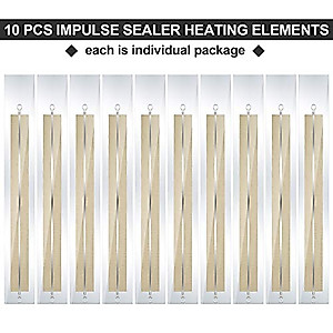 10 Pieces Impulse Sealer Heating Element Service Spare Repair Parts Kit Heat Seal Strips Replacement Elements (200 mm)