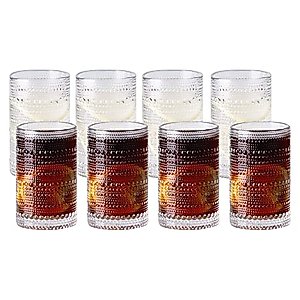 SUNNOW 12 Ounce Raindrop Glass Cup,Iced Tea Glasses for Water, Beverage,Juice, Wine,Beer and Cocktail,8 Pack (Clear)