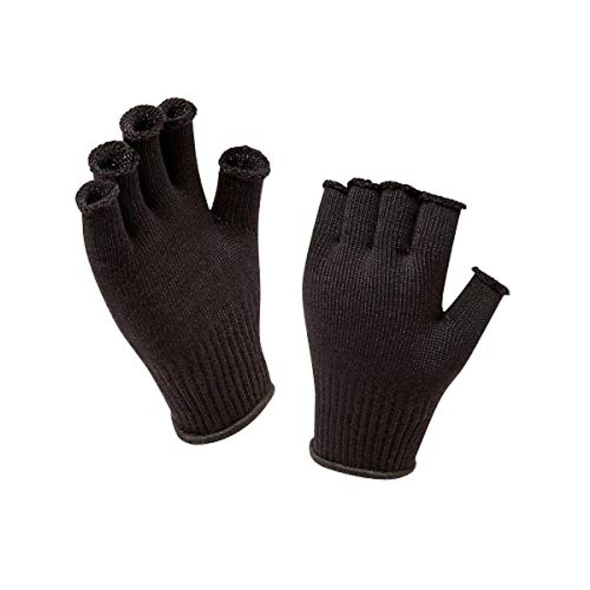 SEALSKINZ Unisex Merino Fingerless Glove Liner, Black,
