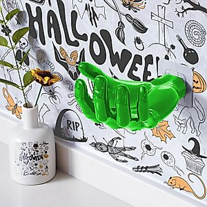 Halloween Hand Wall Hook Hand Hooks for Wall Funky Wall Hooks Unique Wall Hooks Cute 3D Plastic Hand-Shaped Adhesive Hook Decorate Can Be Used to Hand Lightweight Items Key/Scarves/Soap, Green
