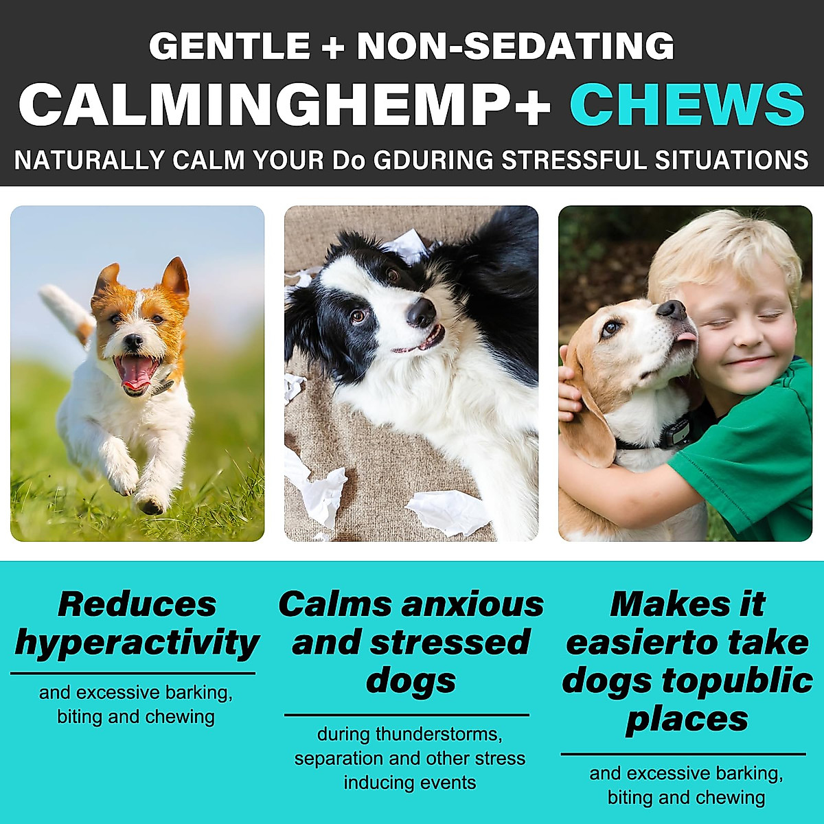 Dvoevivh Calming Chews for Dogs, Dog Calming Treats Anxiety Relief Natural Soothing Supplement, Dog Stress & Dog Anxiousness - Helps Aid with Thunder, Fireworks, Chewing & Barking