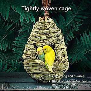 Gute Hummingbird Houses for Outside Hanging, Natural Grass Hanging Bird Hut, Hand Woven Hummingbird Nest, Large Wren Finch Bird House for Garden Window Outdoor Home Decoration, 3 Pack