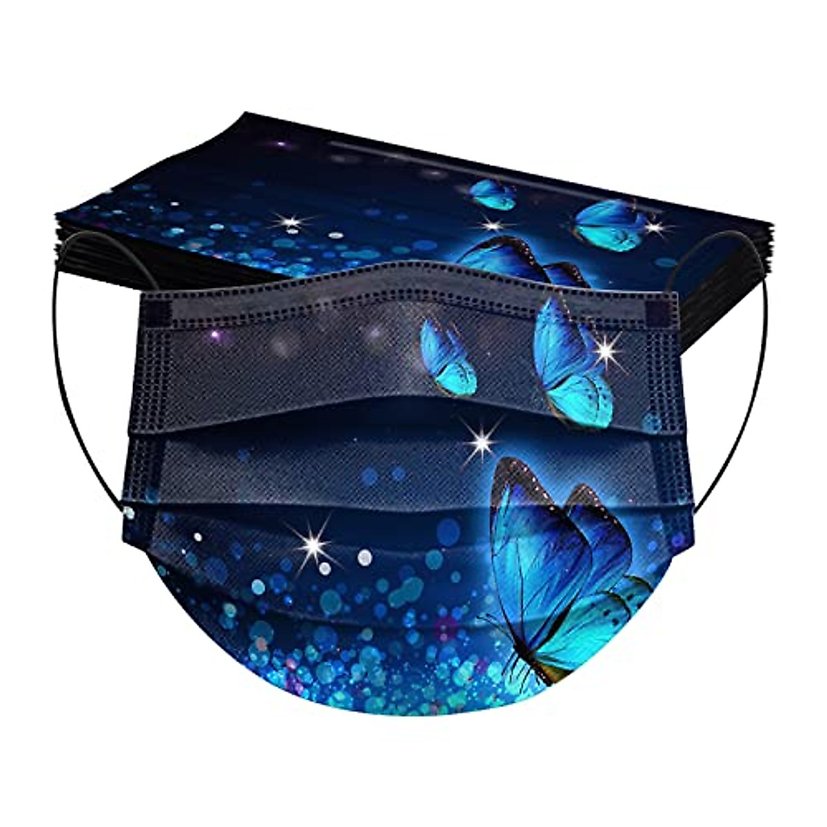 Aqestyerly 50PC Disposable Face_Masks for Adult Butterfly Printed Design 3 Ply Breathable Full Protection Light Weight Fashion Women Men (Mix 29, 50pc)
