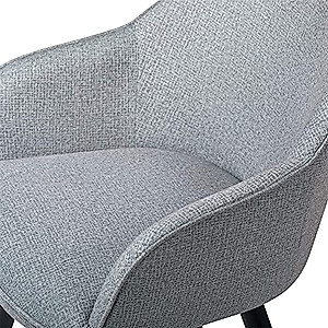 Studio Designs Home Dome Upholstered Swivel Dining, Office Grey Accent Chair with Arms and Metal Legs, 24" W x 23" D x 32.5" H, Heather Gray
