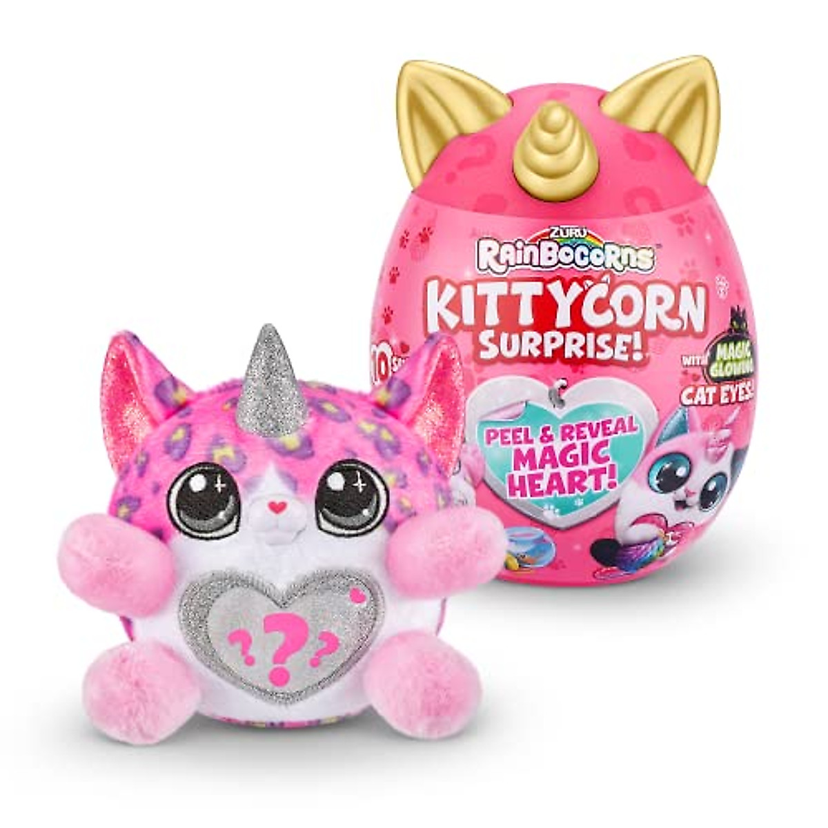 Rainbocorns Kittycorn Surprise Series 1 (Bengal Cat) by ZURU, Collectible Plush Stuffed Animal, Surprise Egg, Sticker Pack, Jelly Slime Poop, Ages 3+ for Girls, Children
