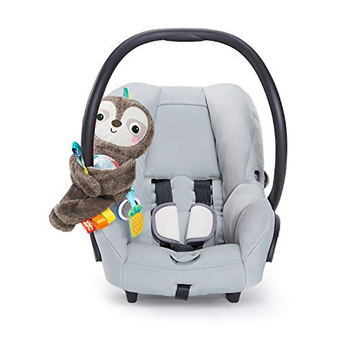 Bright Starts Slingin’ Sloth Travel Buddy Plush Stuffed Animal Take-Along Stroller or Carrier Toy, Ages 0 Month+