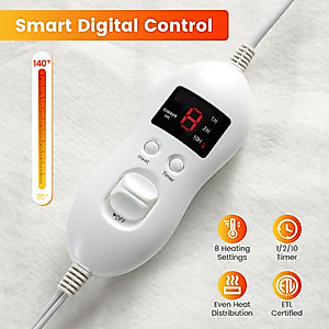 Giantex Twin Size Heated Mattress Pad, Electric Heat Pad w/ 8 Heat Settings & 10H Timer, Overheat Protection, Heating Bed Toppers Fit up to 16" Deep Pocket, Machine Washable Bed Warmer