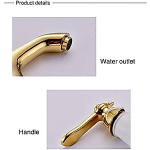 Kitchen Taps Faucet Basin Faucets Brass Golden Double Handle Sink Faucet Luxury 3 Holes Bathroom Basin Bathtub Taps Hot Cold Water Mixer