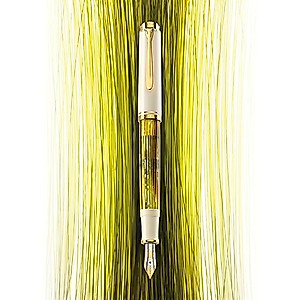 Pelican M400 Fountain Pen, F Fine Point, White Tortoise Souverane