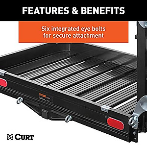 CURT 18112 50 x 30-1/2-Inch Black Aluminum Hitch Cargo Carrier with Ramp, 2-in Folding Shank