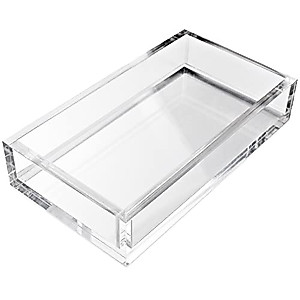 Bathroom Hand Towel Trays - Guest Paper Towel Holder, Vanity Tray for Bathroom, Kitchen Countertops, Dining Tables, Makeup Desk, Corporate Bathrooms (Clear Acrylic)